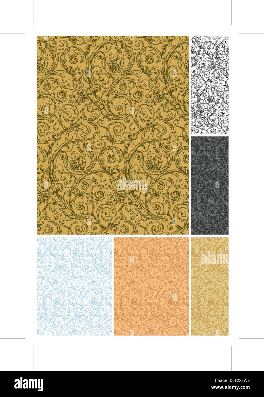 Seamless wallpaper pattern, vector set Stock Vector Image & Art - Alamy