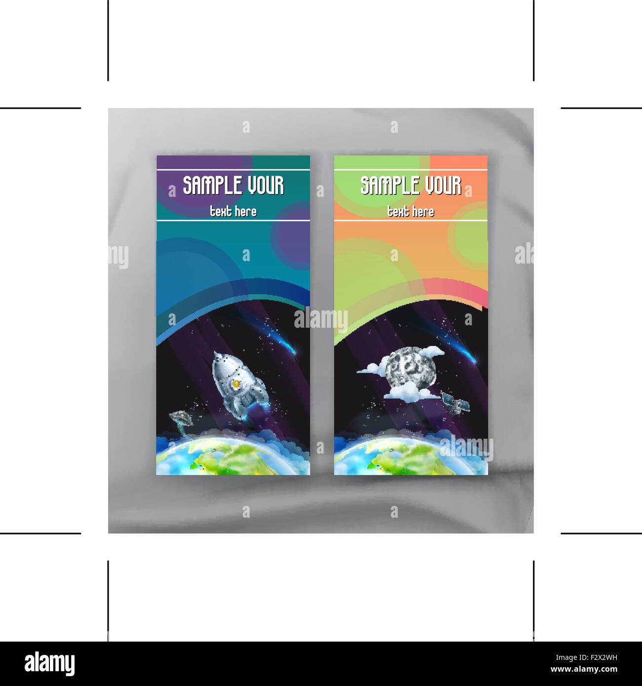 Set of space flyers, brochure template, vector design Stock Vector ...