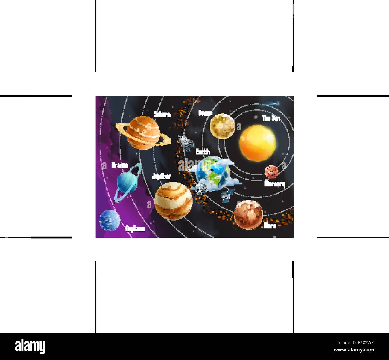 Solar system of planets, vector illustration horizontal Stock Vector ...