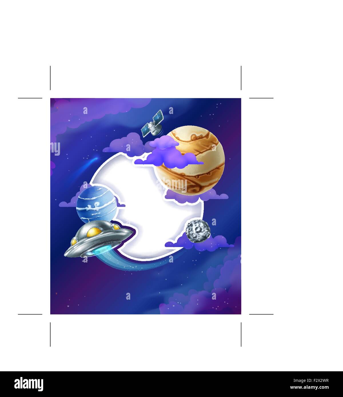 Space background with white frame vector illustration Stock Vector ...