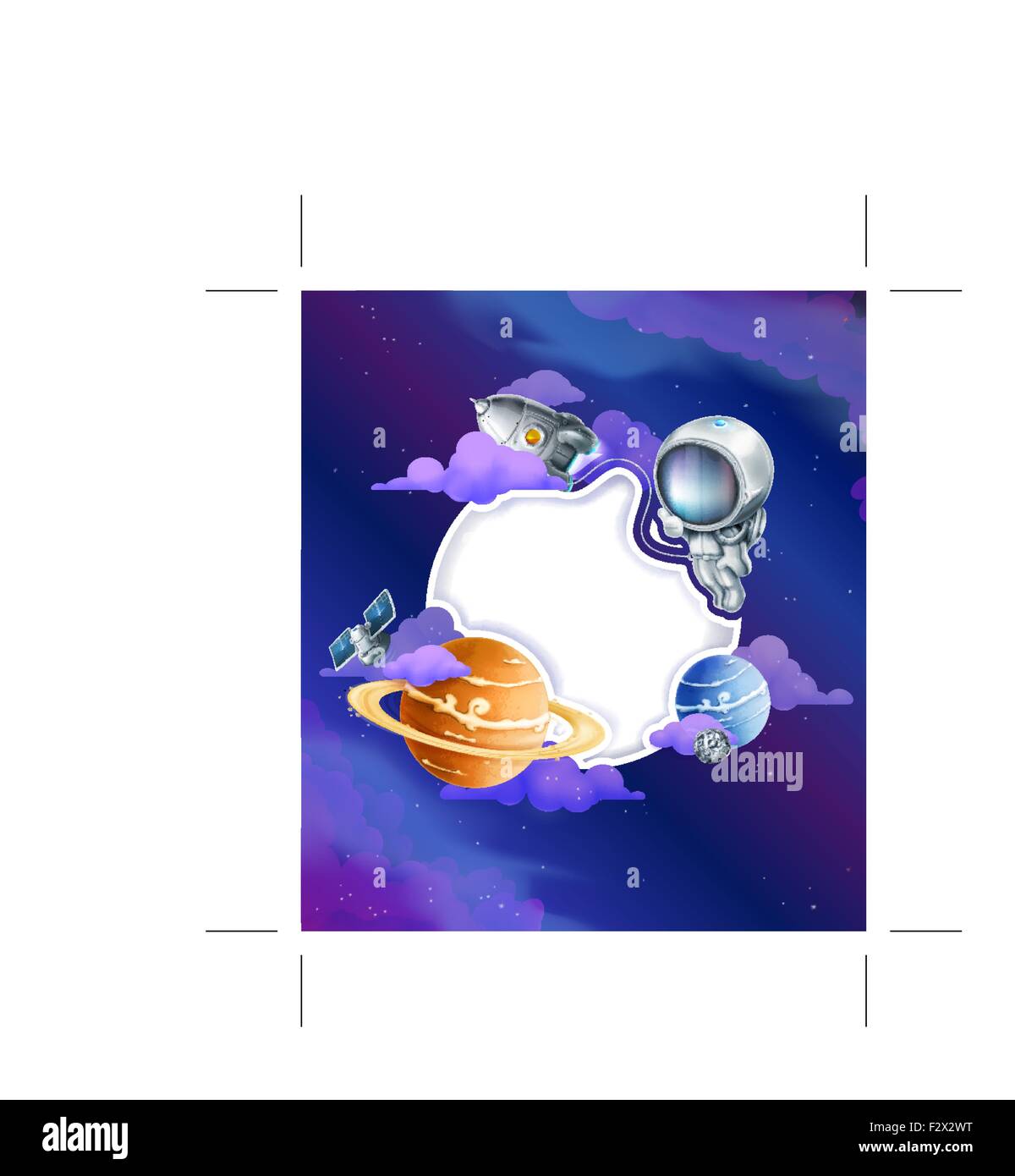 Space background with white frame vector illustration Stock Vector ...
