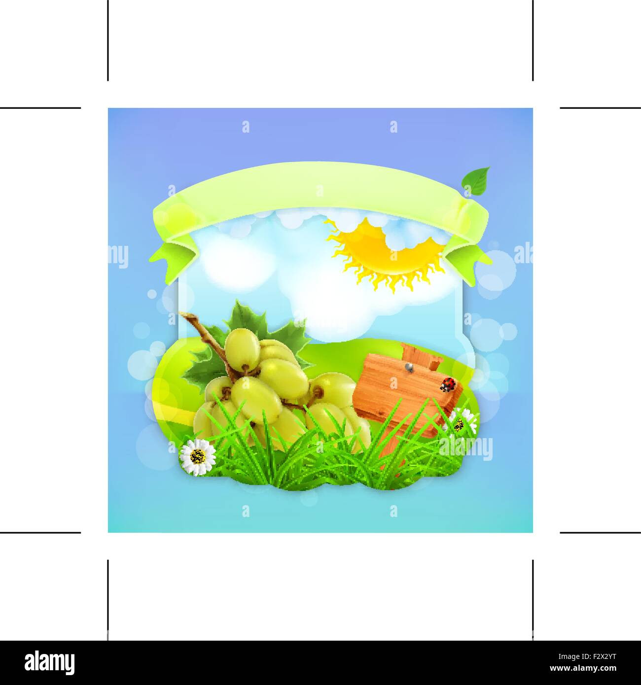 Green grapes, vector label design Stock Vector Image & Art - Alamy