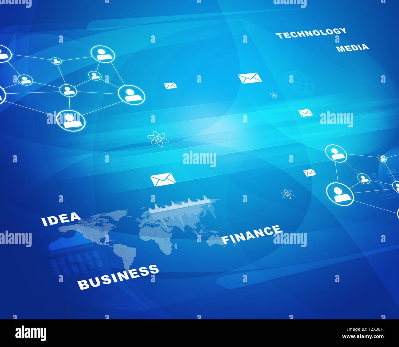 Different symbols with world map Stock Photo - Alamy