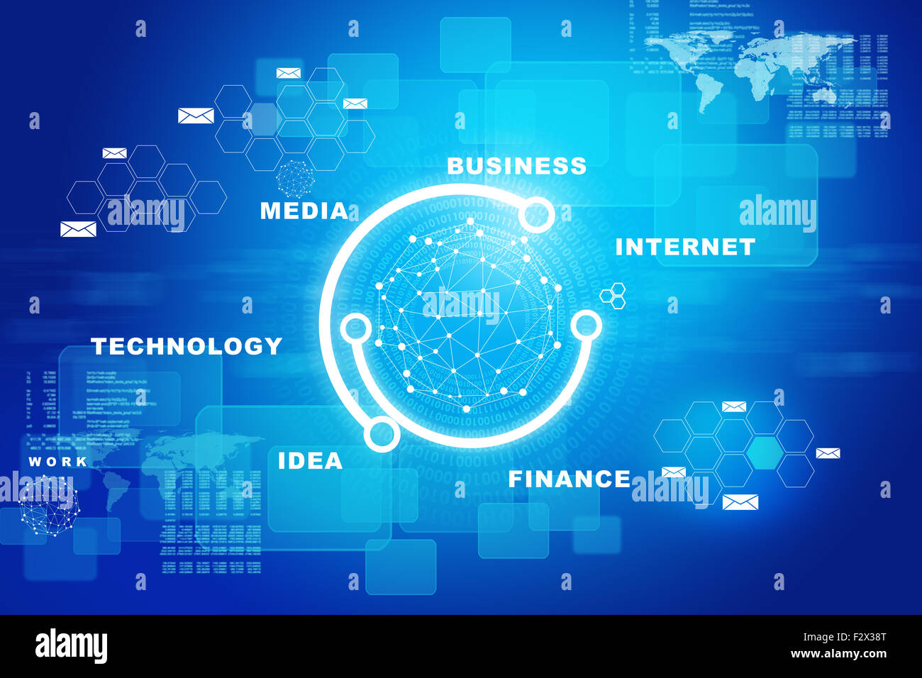 Molecule with world map Stock Photo - Alamy