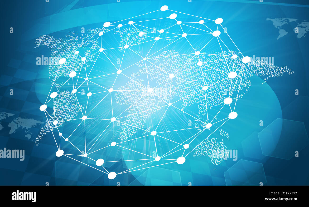 Molecule with world map Stock Photo - Alamy