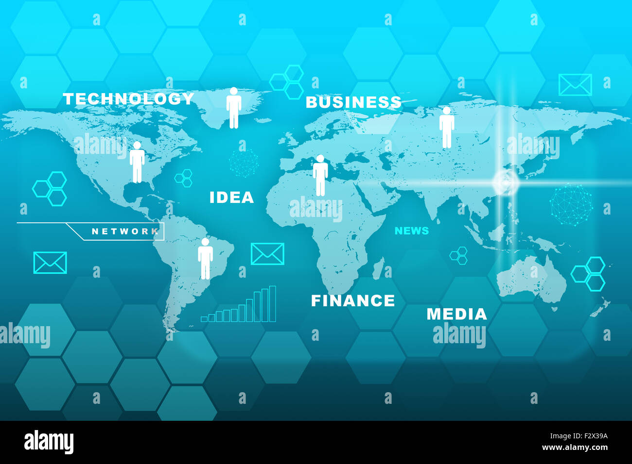 Business words with world map on blue Stock Photo - Alamy