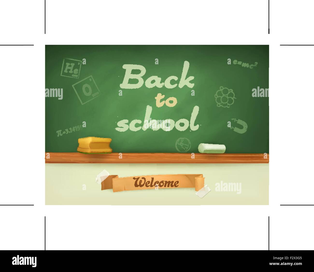 Chalkboard. Welcome back to school. Studying and teaching, education ...