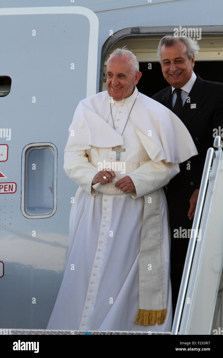 New York, New York, USA. 24th Sep, 2015. Arrival of Pope Francis at ...