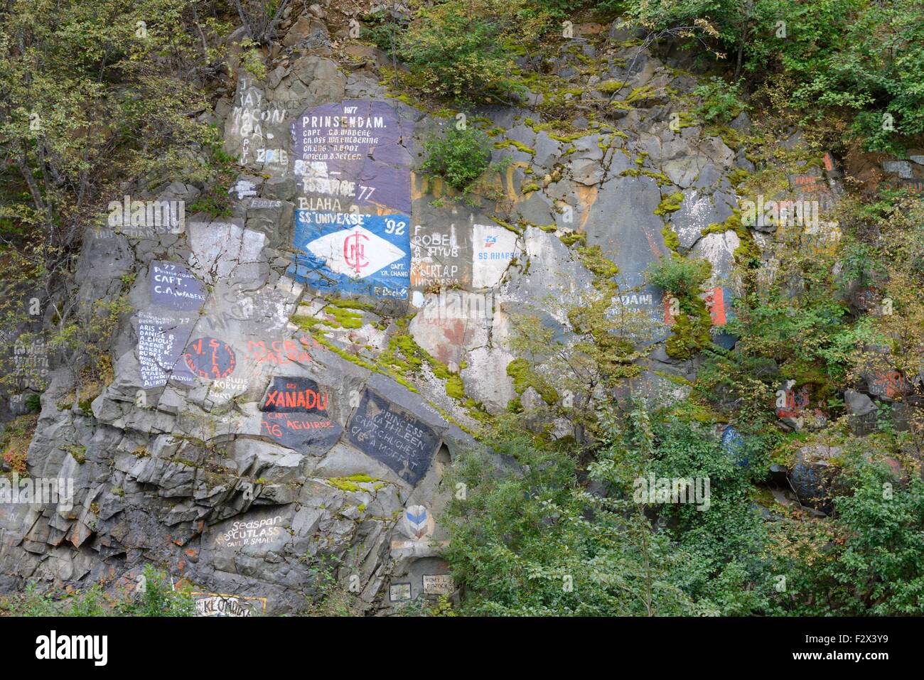 Signatures of the visiting ships that have visited Skagway in Alaska ...