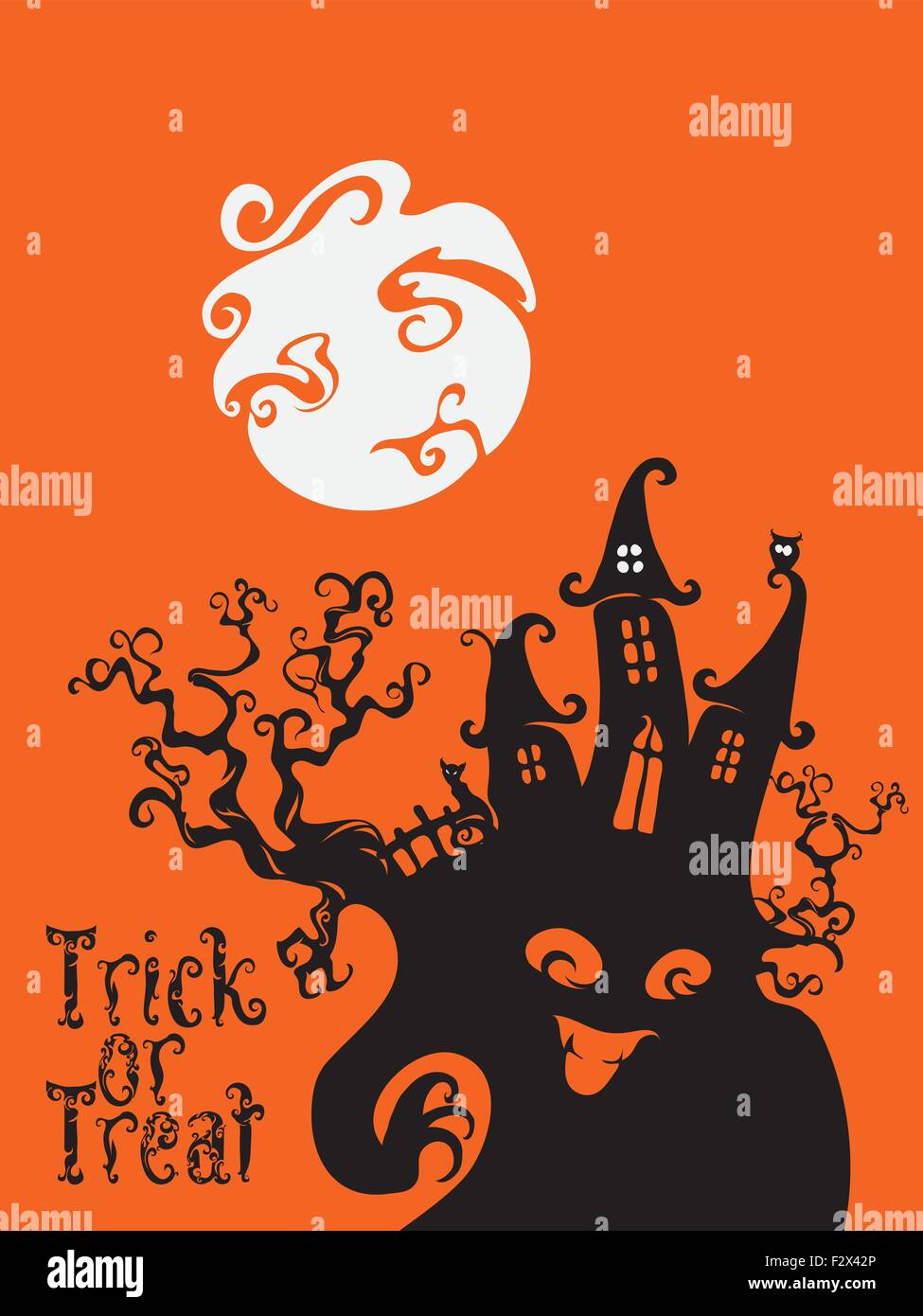 Spooky House Trick Or Treat card design Stock Vector Image & Art - Alamy