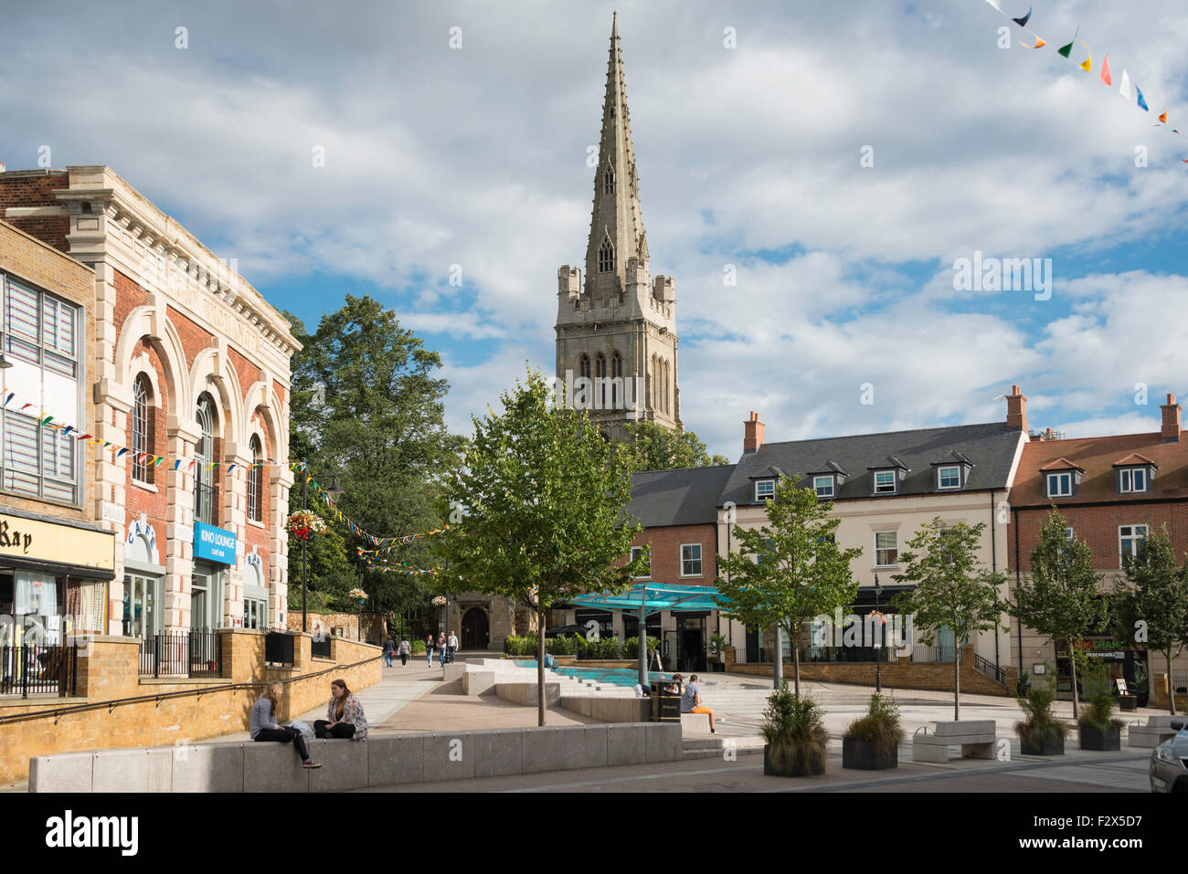 St Peter and Paul Church from Market Place, Kettering, Northamptonshire ...