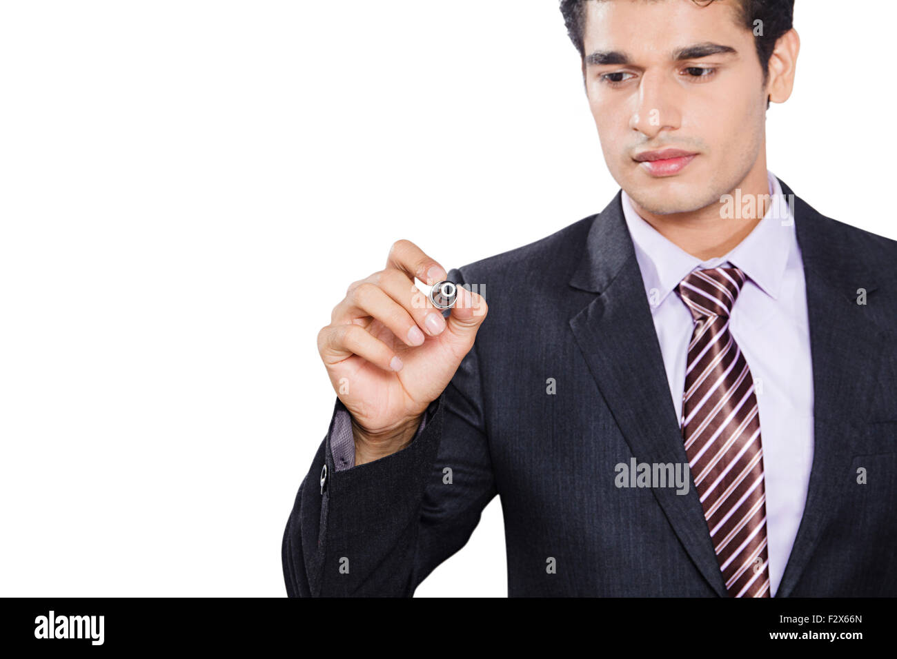 1 indian Business man Writing Digitally Enhanced Stock Photo - Alamy