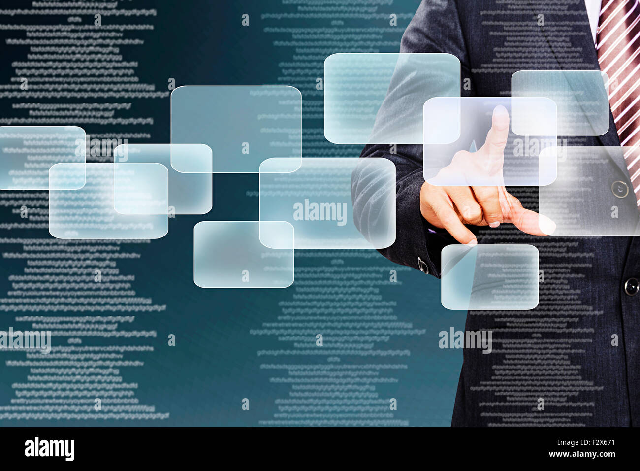 1 Business man Software Sensor finger touching Stock Photo - Alamy