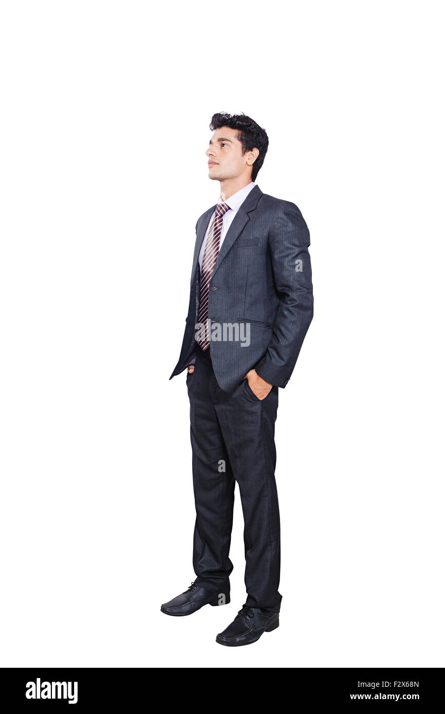 1 indian Business man Standing Thinking Stock Photo - Alamy
