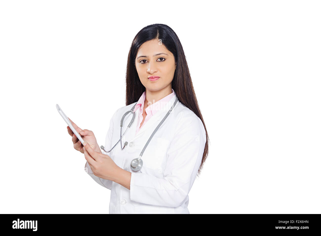 1 indian Doctor woman Checking Report Stock Photo - Alamy