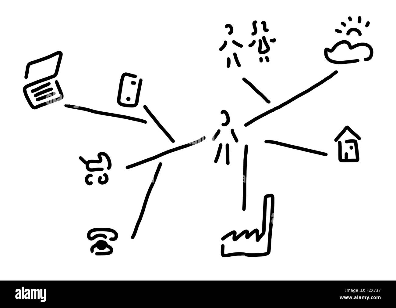 Social issue, society, social network, line drawing, black and white ...