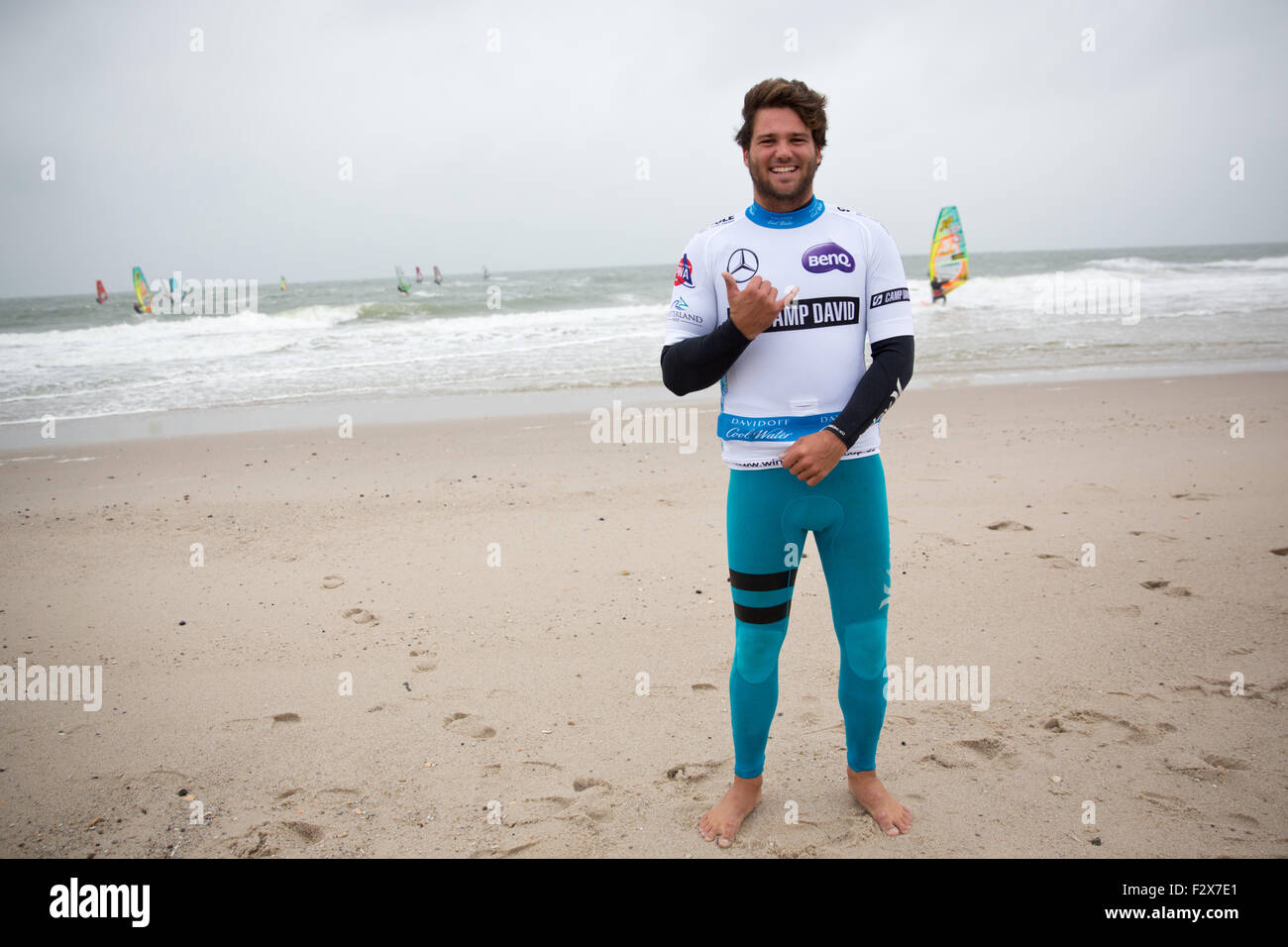 German windsurfer and two-time world champion Philip Koester poses ...