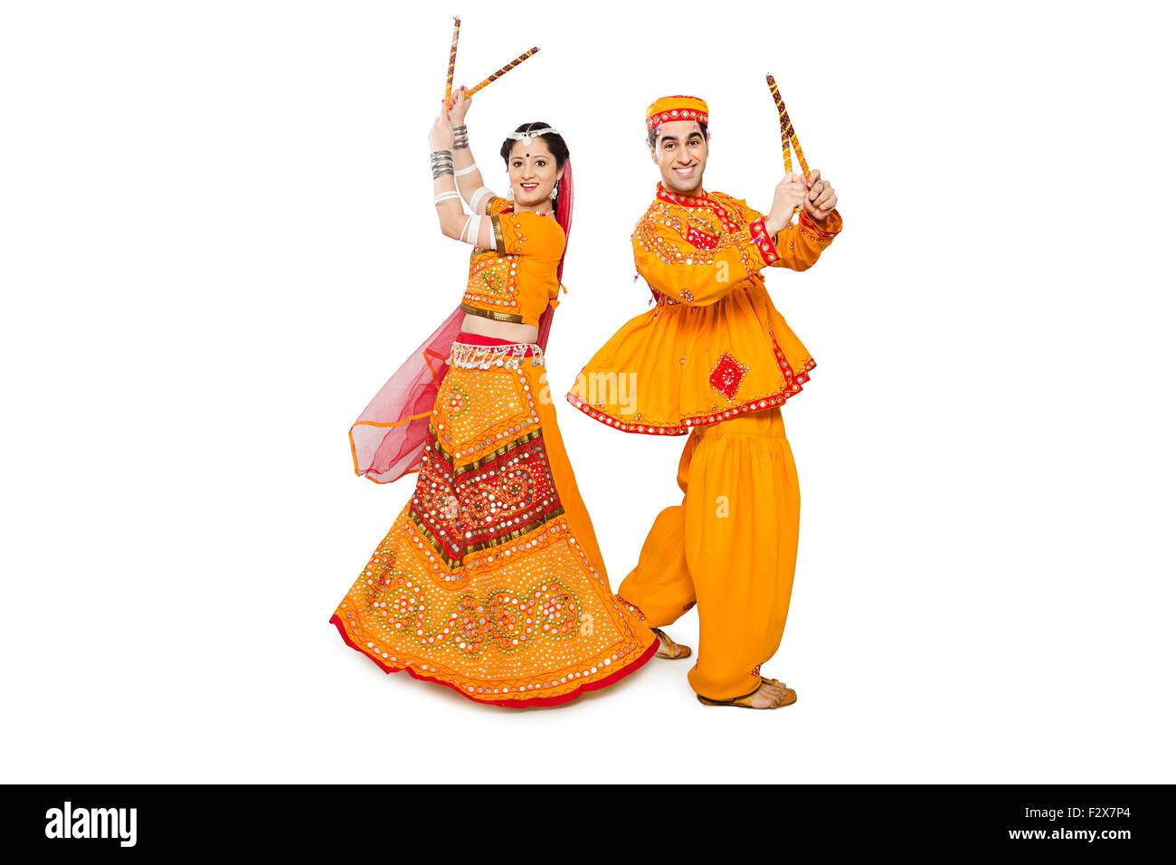2 indian Gujrati Married Couples Navaratri Dandiya dance Stock Photo ...