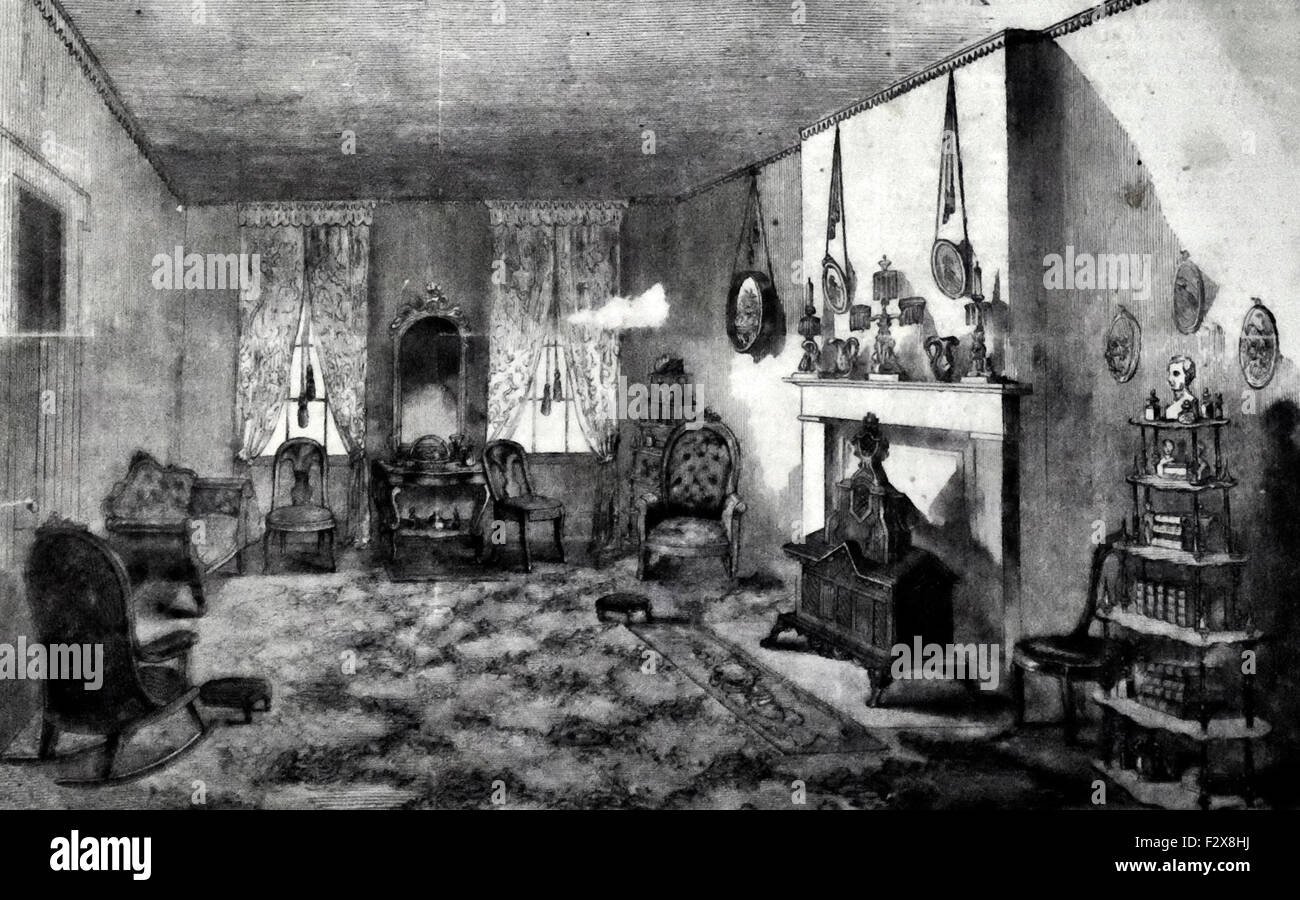 Front Parlor in Abraham Lincoln's House, Springfield, Illinois, circa ...