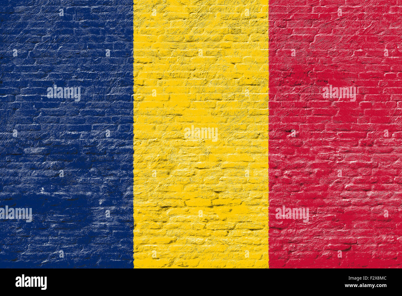 Chad - National flag on Brick wall Stock Photo - Alamy