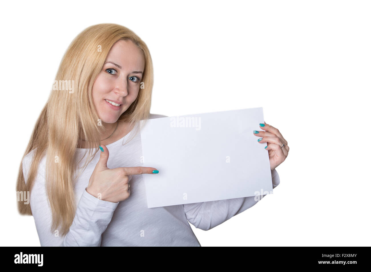 beautiful girl advertises goods Stock Photo - Alamy