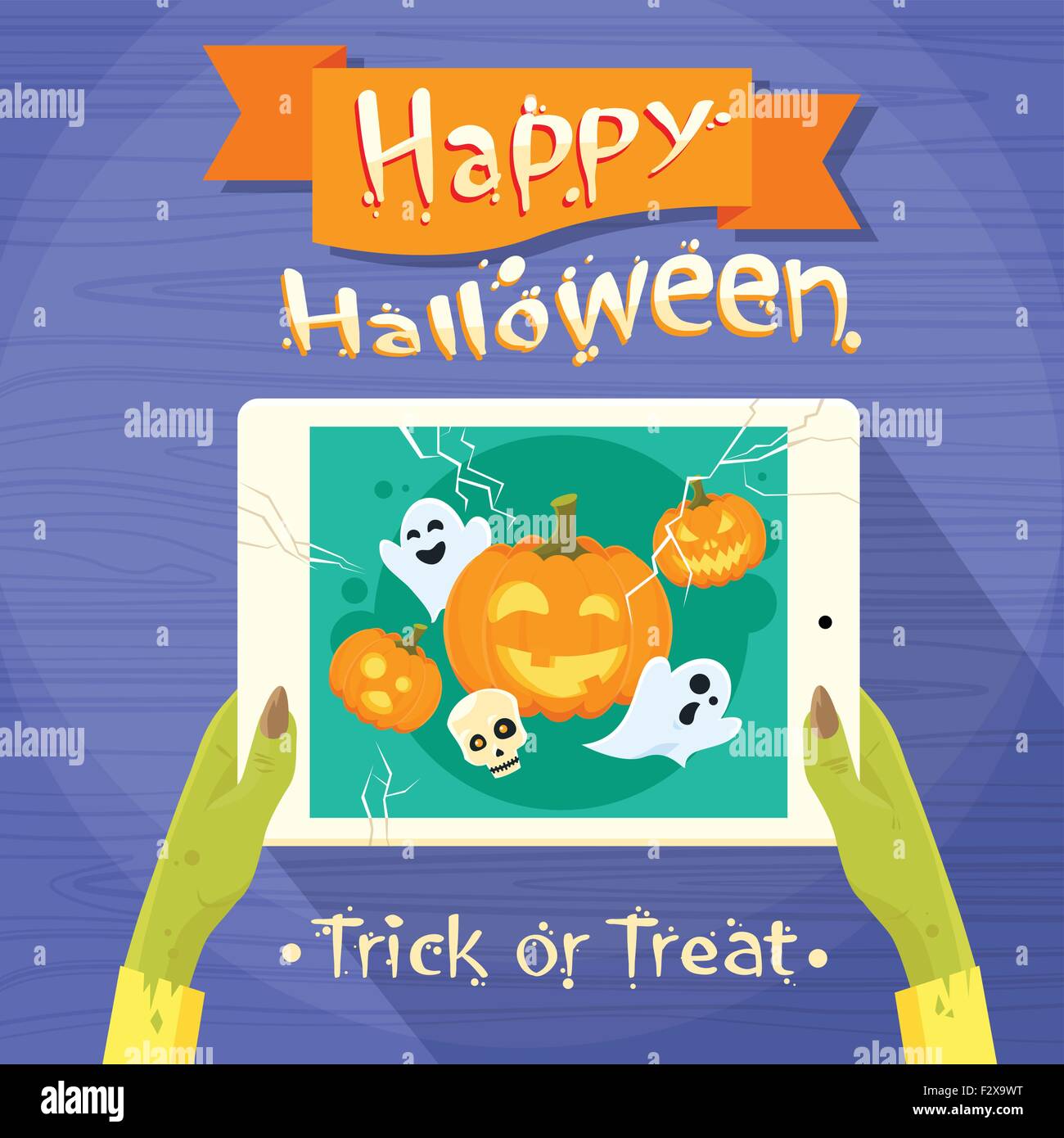 Zombie Hand Hold Tablet Computer Flat Vector Stock Vector Image & Art ...