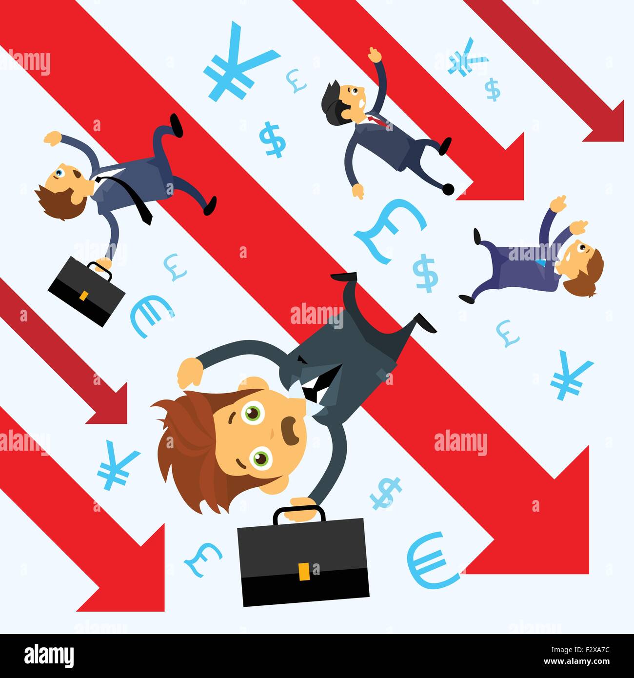 Businessmen Fall Down Financial Graph Red Chart Arrow Crisis Stock ...
