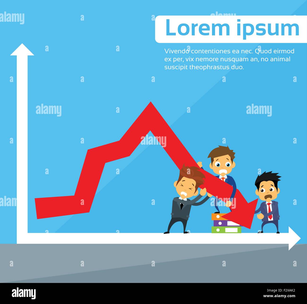Business People Group Fall Down Red Arrow Graph Financial Crisis Stock ...