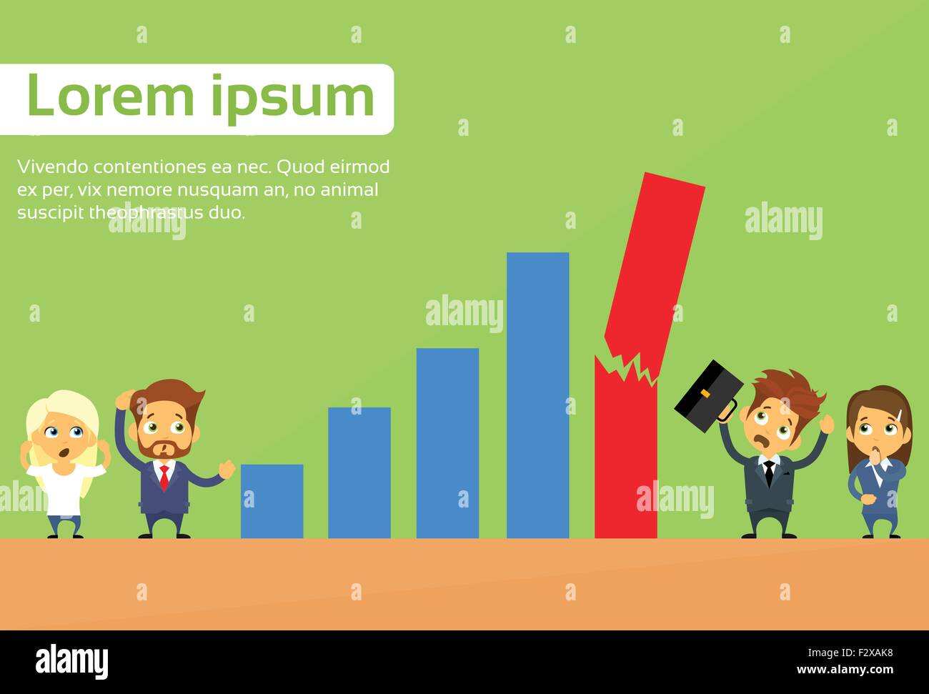 Business People Group Fall Down Financial Bar Chart Crisis Concept ...