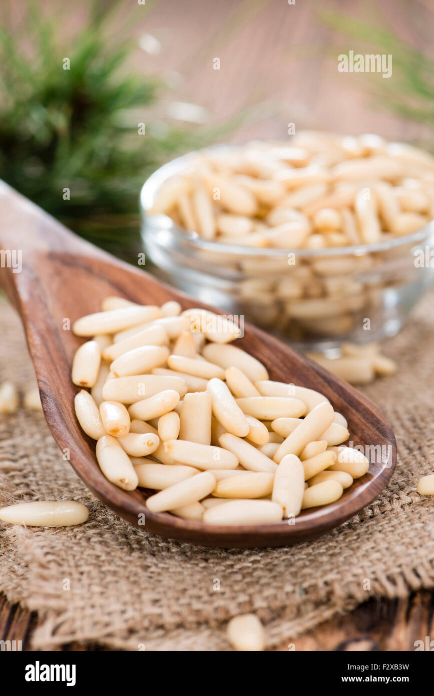Portion of fresh Pine Nuts (detailed close-up shot Stock Photo - Alamy