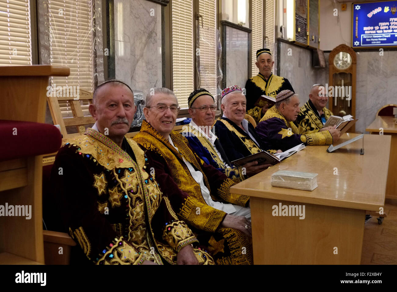Central Asian Jews of the khanate of Bukhara in traditional garment ...