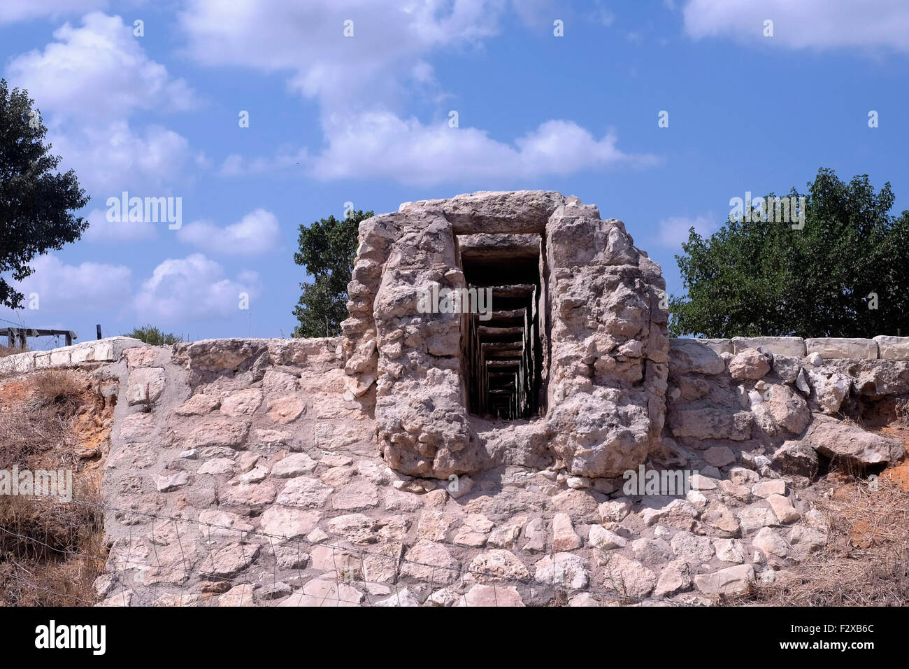 View of the ancient Water Aqueduct to Ramleh in the city of Ramle Ramla ...