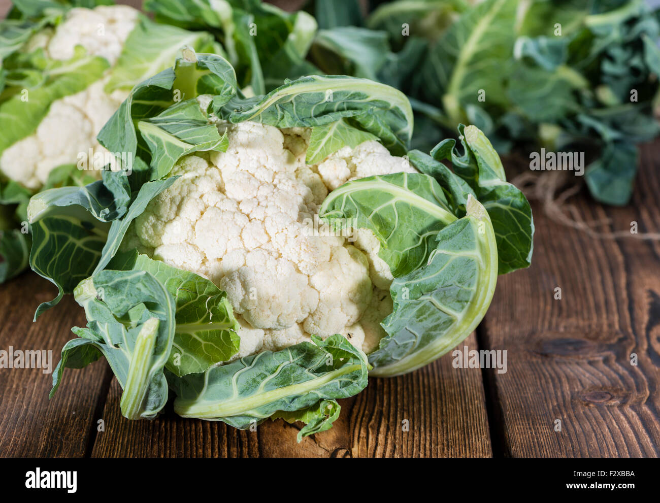 Cauliflower (close-up shot) on dark rustic background Stock Photo - Alamy