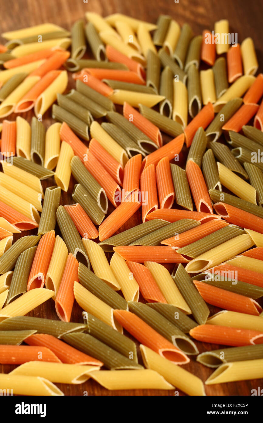 Pasta Penne Rigate Tri Color Stock Photo - Alamy
