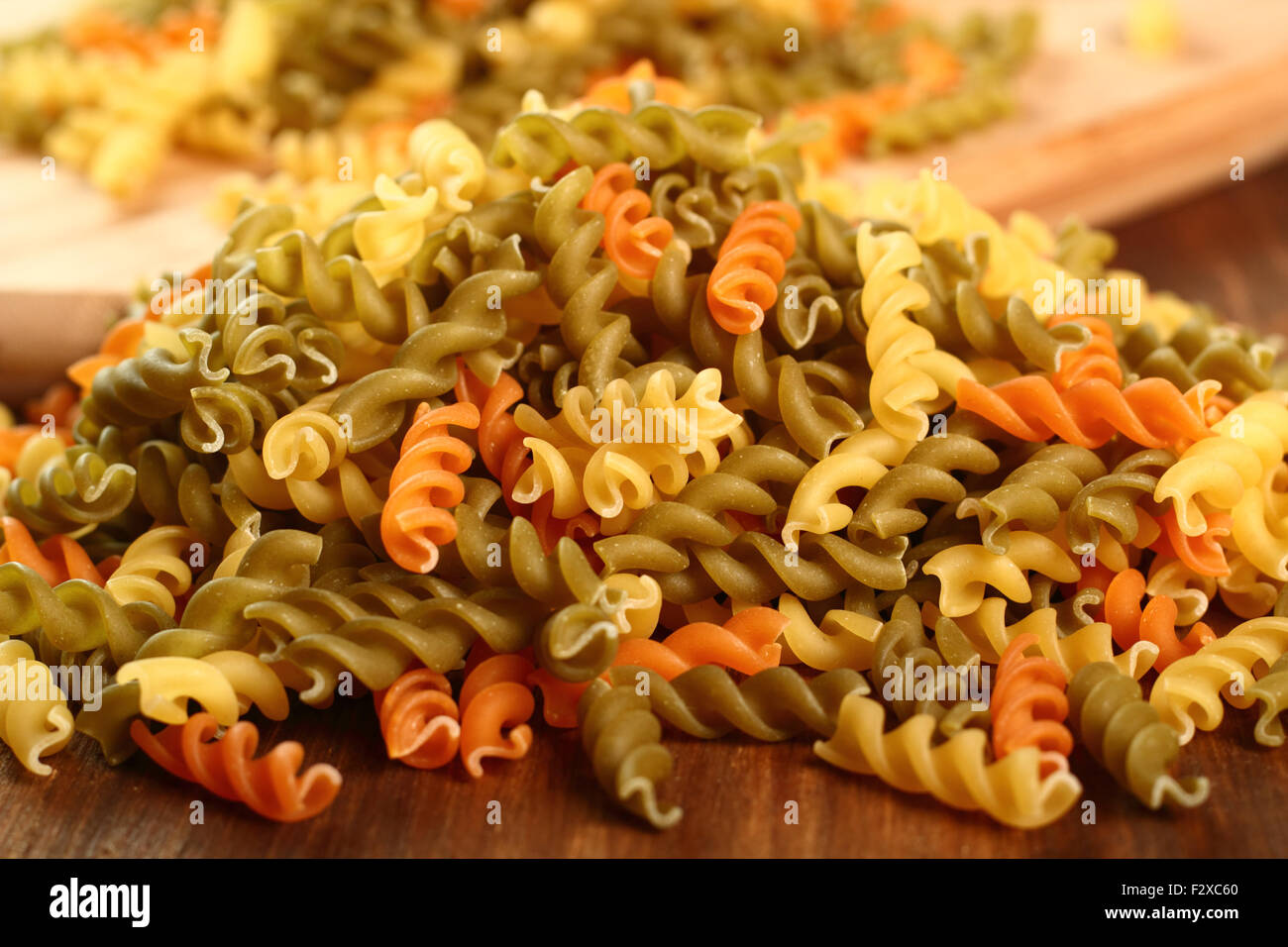 Pasta Fusilli Tri Color Stock Photo - Alamy