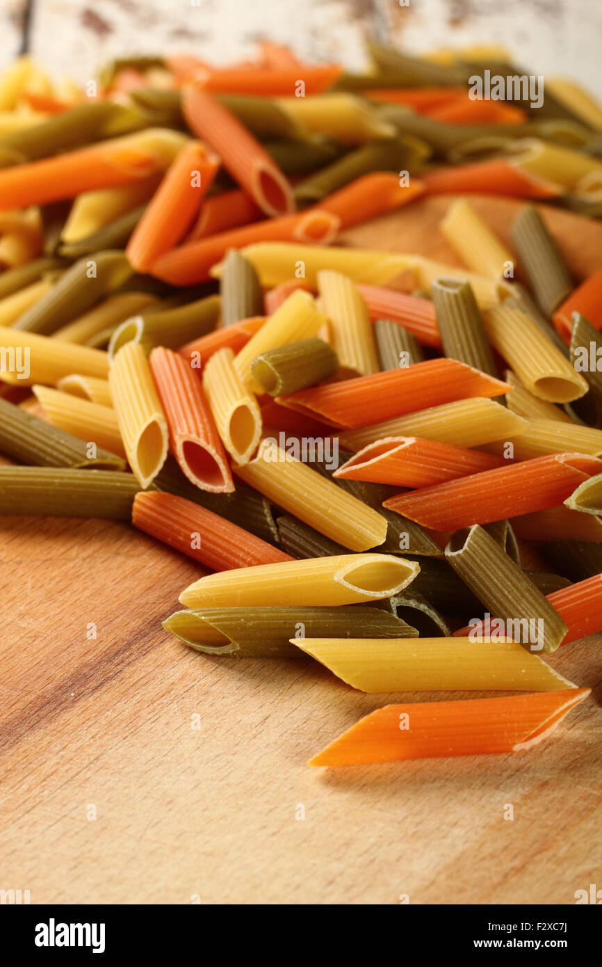 Pasta Penne Rigate Tri Color Stock Photo - Alamy