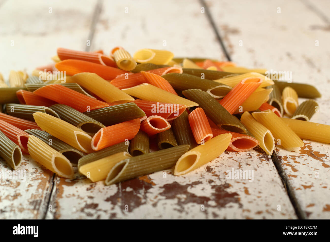 Pasta Penne Rigate Tri Color Stock Photo - Alamy