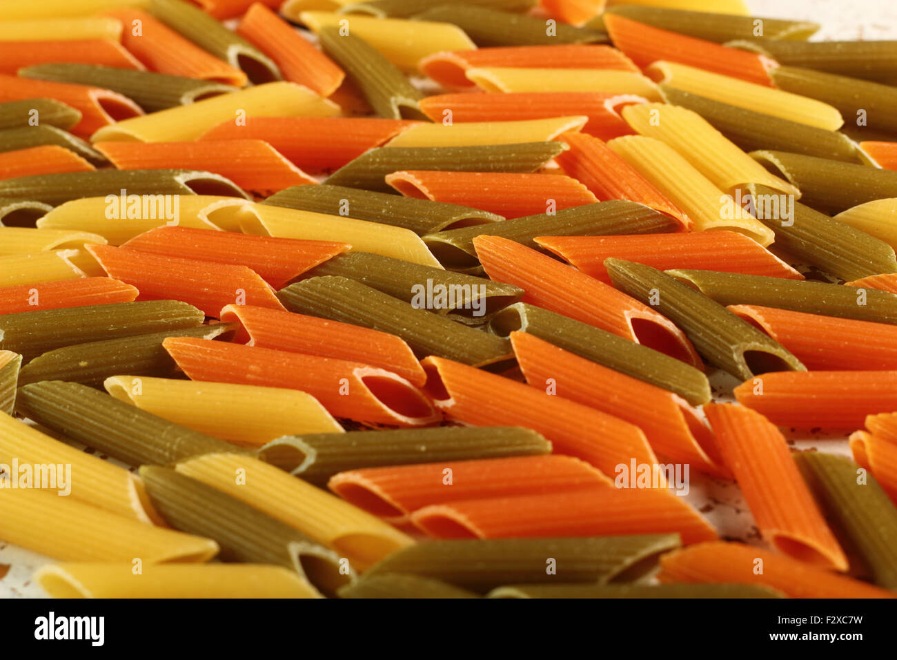 Pasta Penne Rigate Tri Color Stock Photo - Alamy