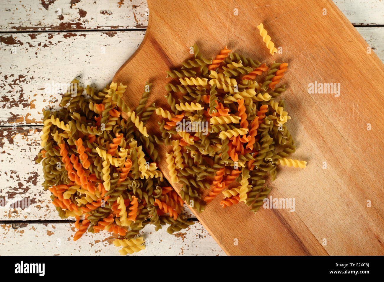 Pasta Fusilli Tri Color Stock Photo - Alamy