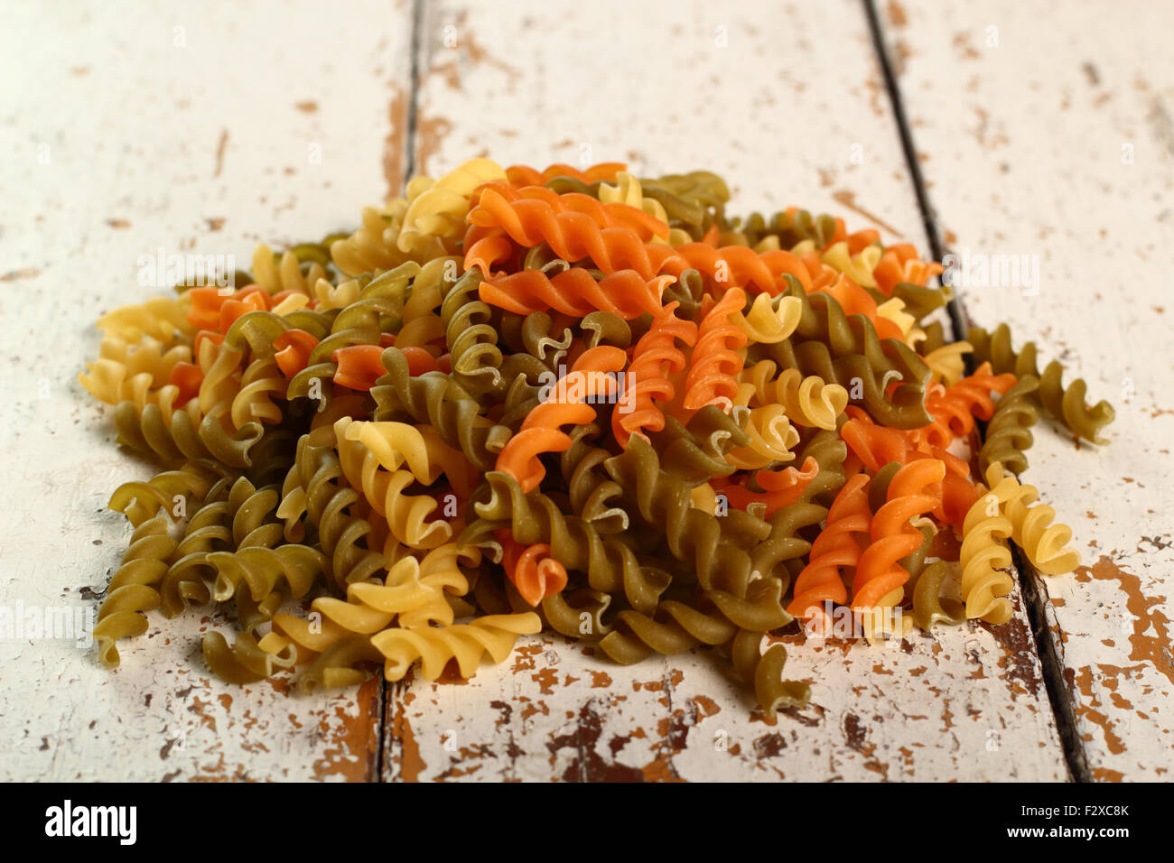 Pasta Fusilli Tri Color Stock Photo - Alamy