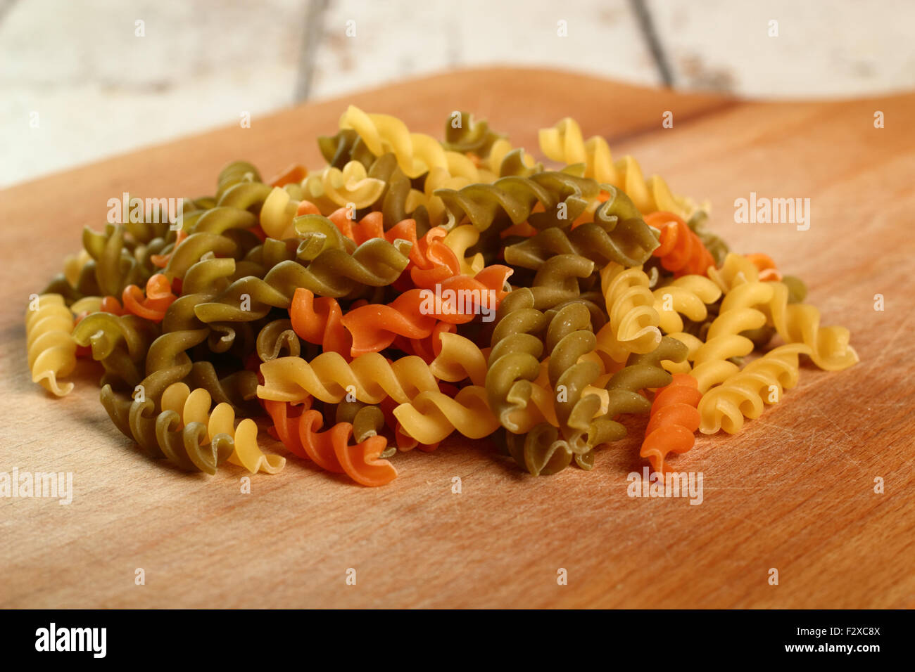 Pasta Fusilli Tri Color Stock Photo - Alamy