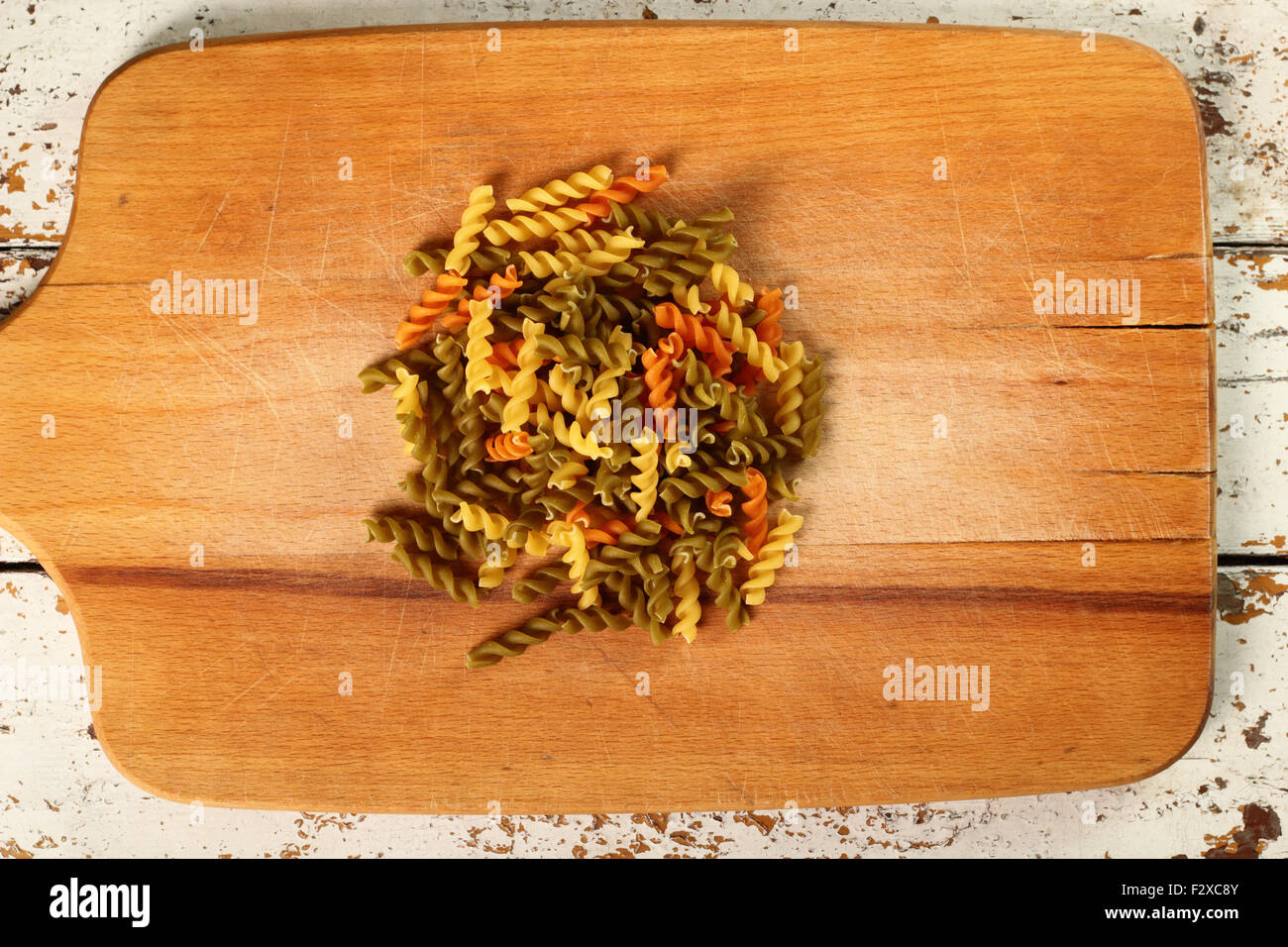 Pasta Fusilli Tri Color Stock Photo - Alamy
