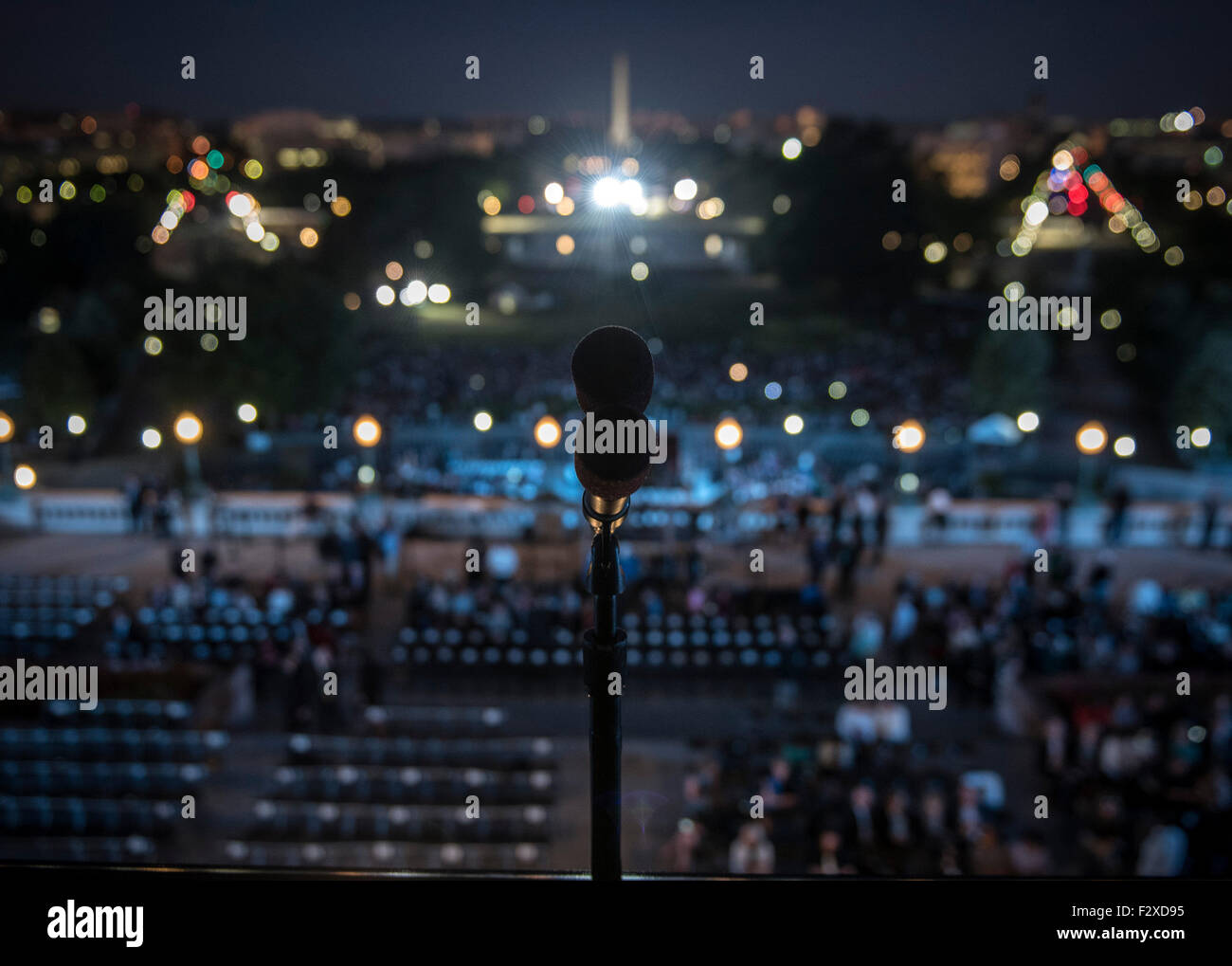 Washington DC, USA. 24th September, 2015. A microphone awaits Pope ...