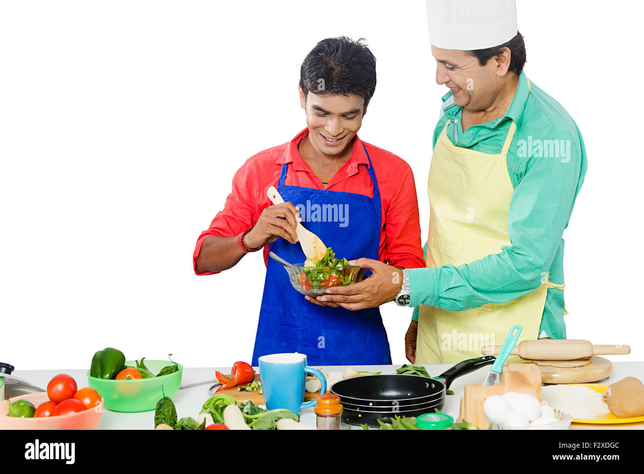 2 indian father and son Kitchen Cooking Stock Photo - Alamy