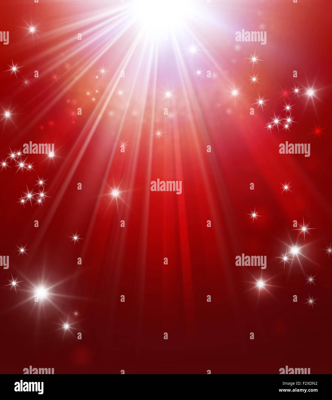 Shiny red background with star lights raining down Stock Photo - Alamy
