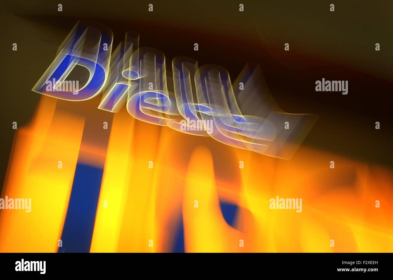 The word 'Diesel' shines bright on an illuminated sign at a petrol ...