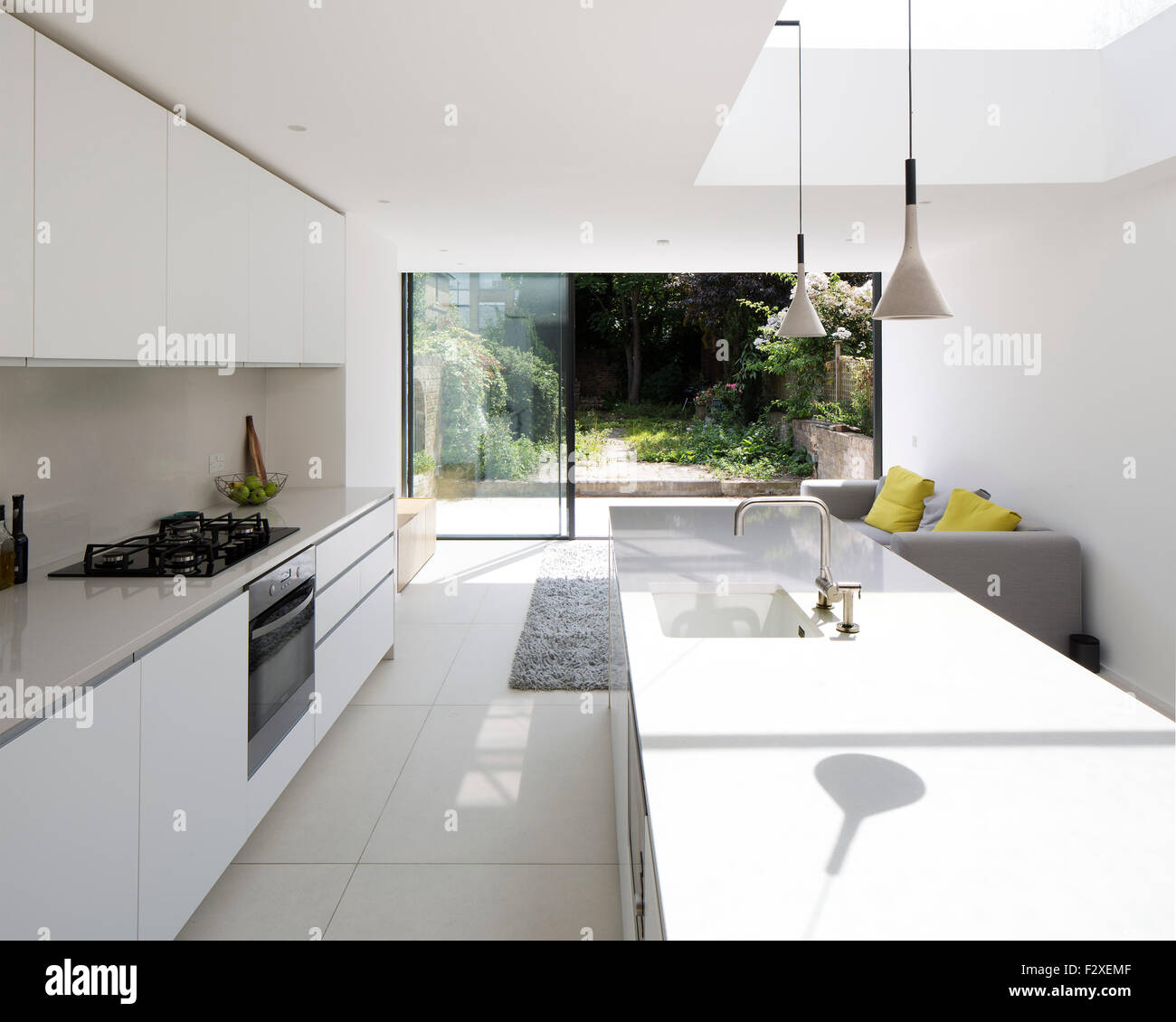 Modern kitchen worktop garden view hi-res stock photography and images ...