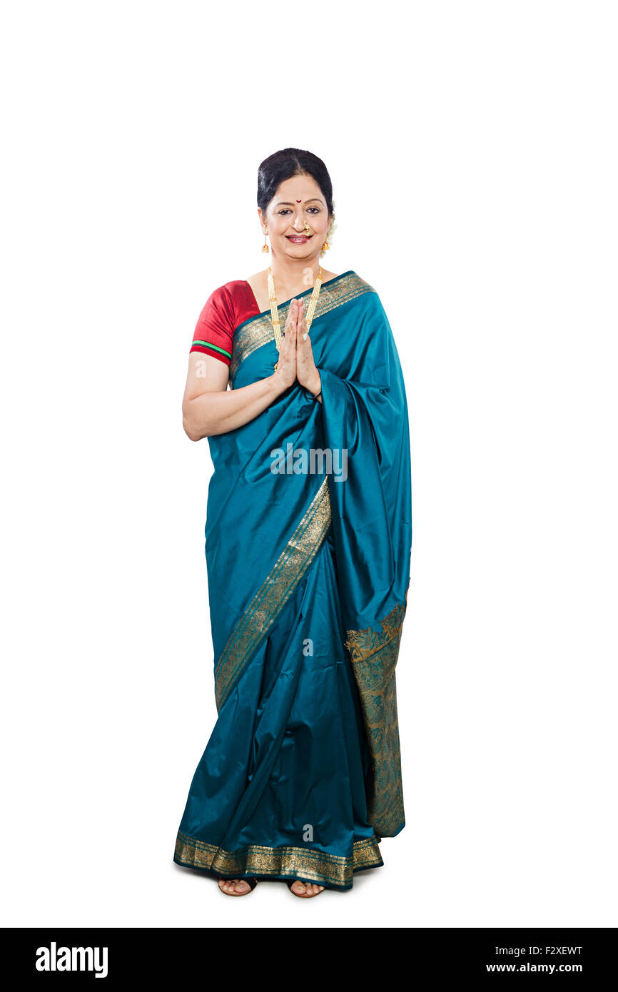 Indian lady joined hands welcome hi-res stock photography and images ...