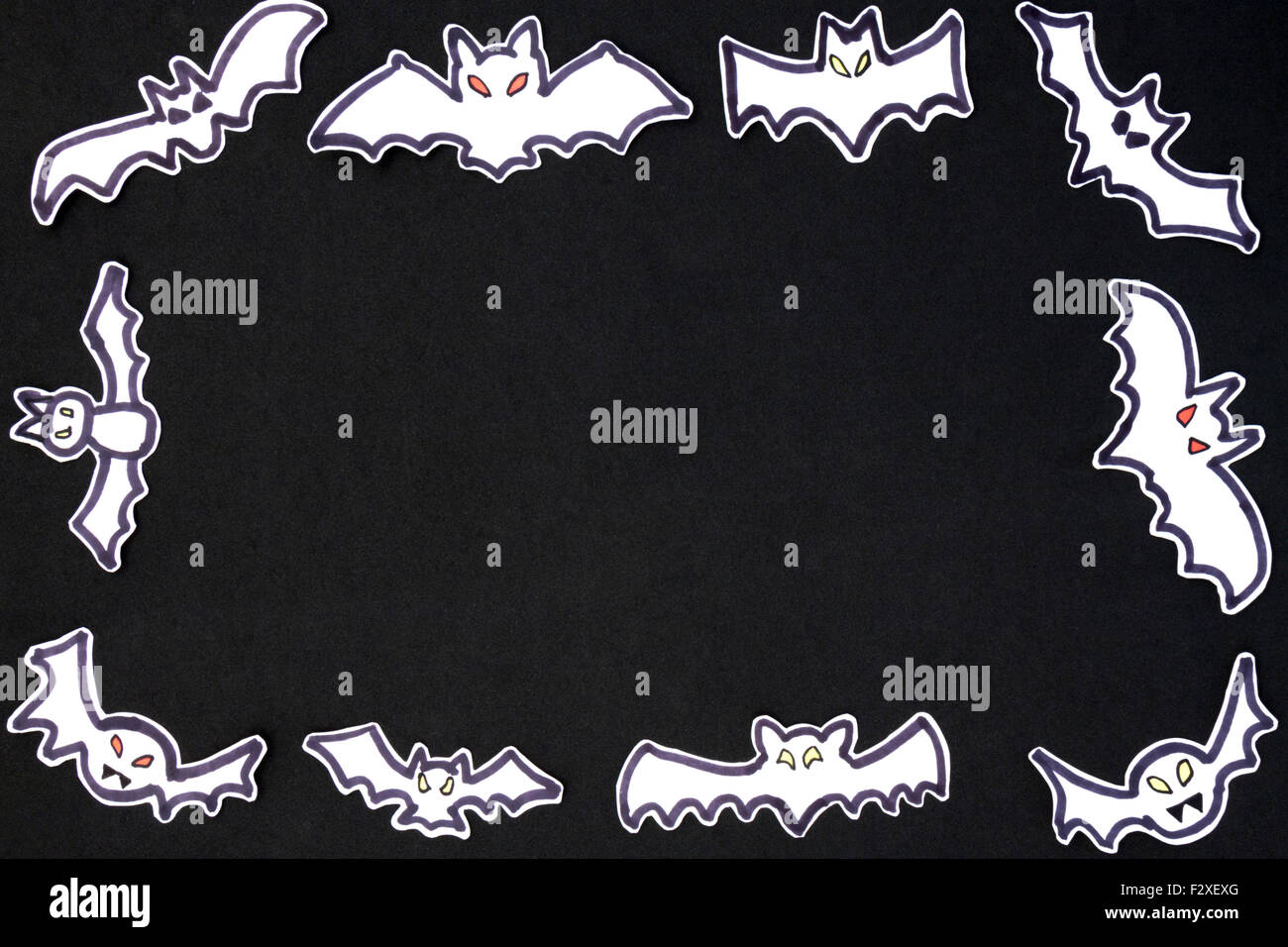a horizontal overhead view of a halloween frame made by bats Stock ...