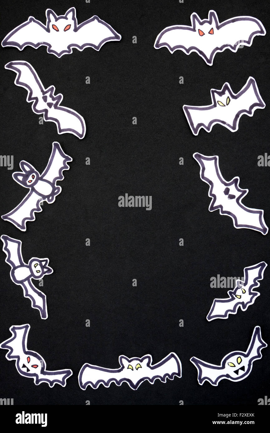 a vertical overhead view of a halloween frame made by bats Stock Photo ...